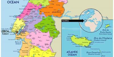 Portugalska provincah map - Zemljevid Portugalske pokrajine (Južni ...
